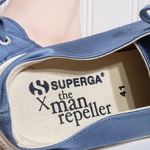 Superga | Shoes | Superga Blue Satin Slide Sneakers Sz | Poshmark